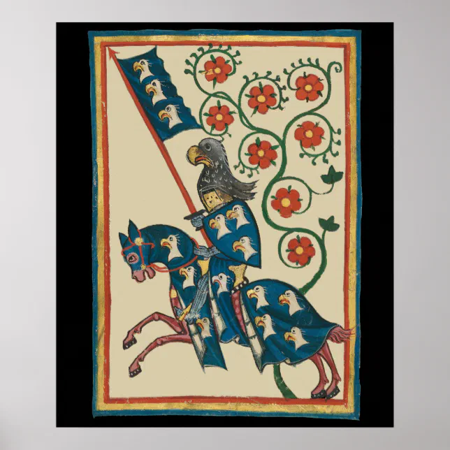 Knight With Eagle Heraldry, 14th Century Mediaeval Poster | Zazzle