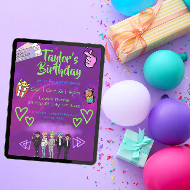 KPOP boy band birthday party Invitation | Zazzle
