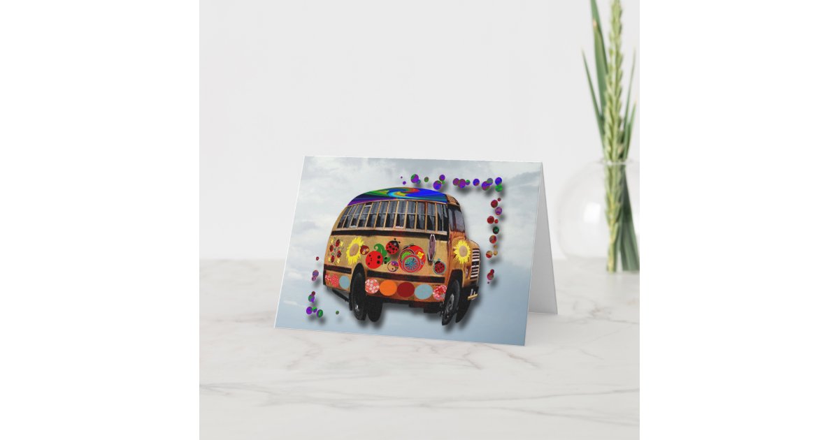 Ladybug Bus Birthday Card | Zazzle
