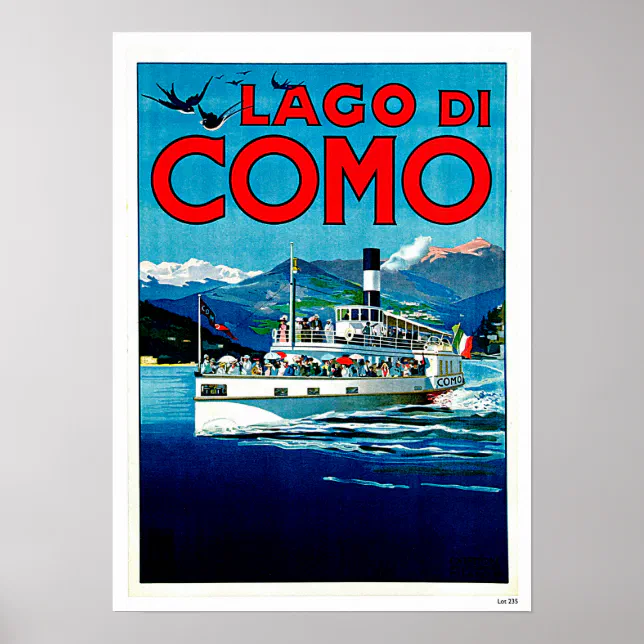 Lago di Como Lake Italy Vintage Travel Poster | Zazzle