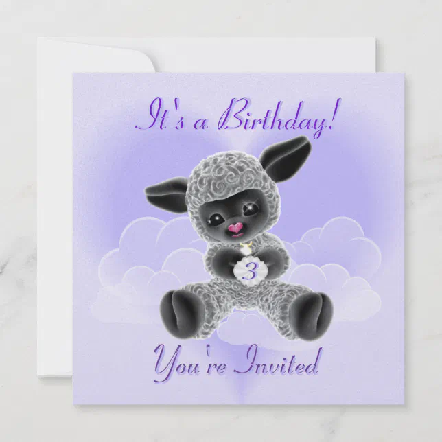 Lamb and Clouds Child's Birthday Invitation | Zazzle