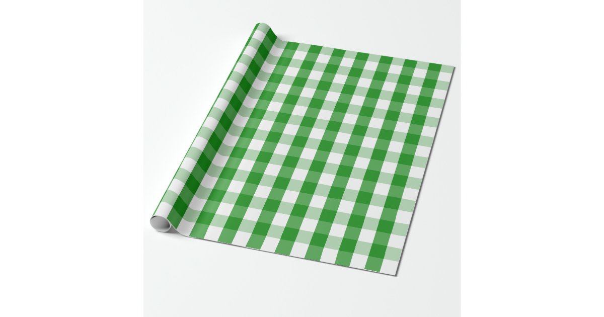 Large Green and White Gingham Wrapping Paper | Zazzle