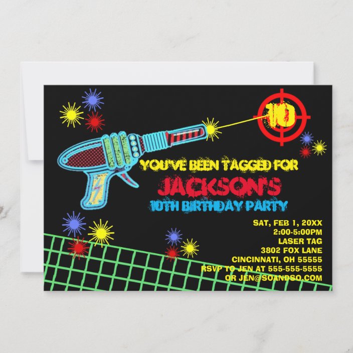 Laser Tag Custom Birthday Party Invitation | Zazzle