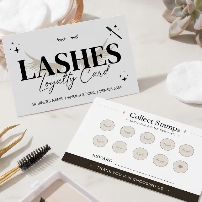 Lash Rewards Black Minimalist Loyalty Card | Zazzle