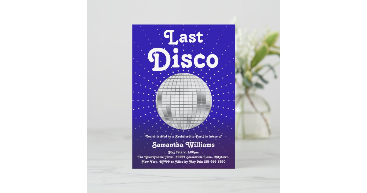 Last Disco Bachelorette Party Invitation | Zazzle