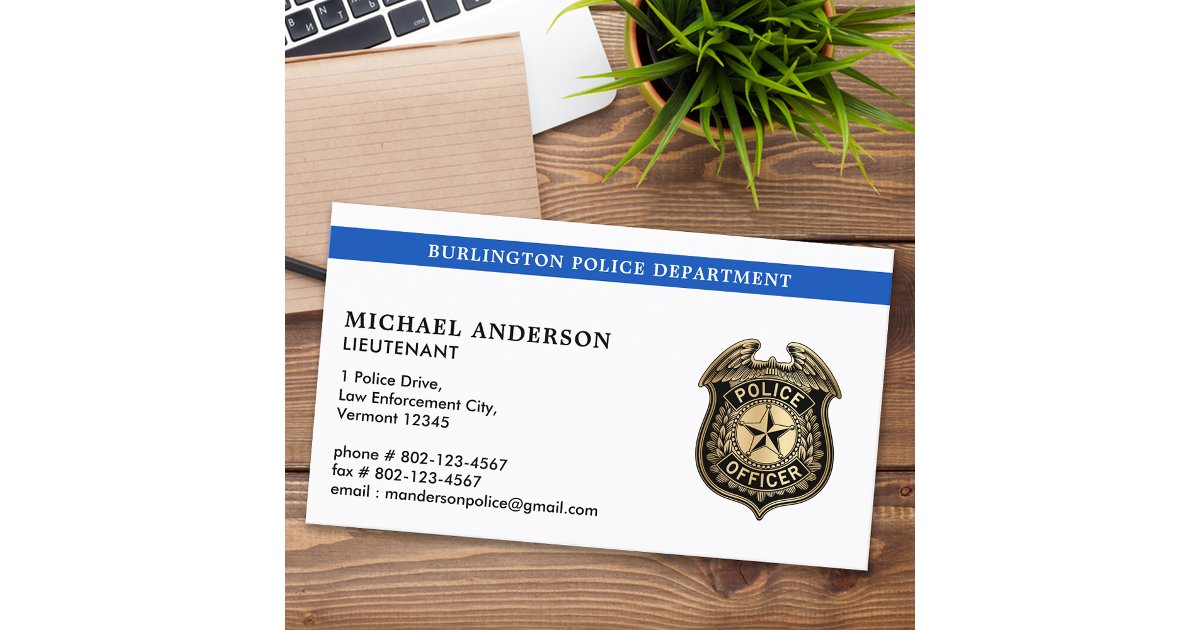 Law Enforcement Police Department Blue Custom Logo Business Card | Zazzle