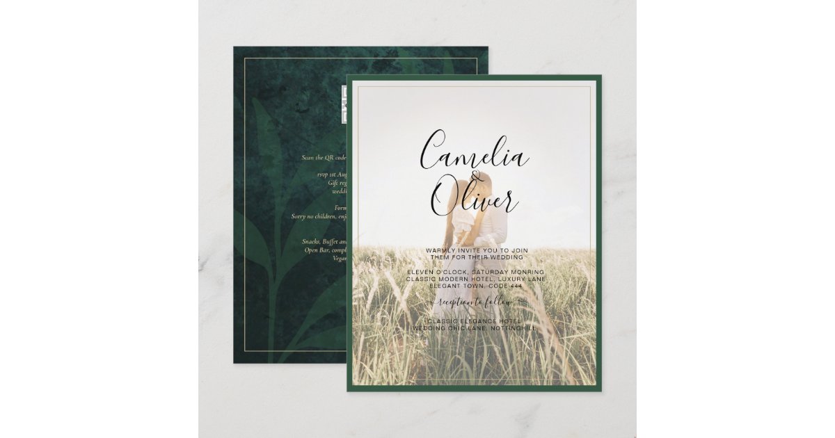 LeahG Emerald Green Photo Overlay Wedding Invite | Zazzle
