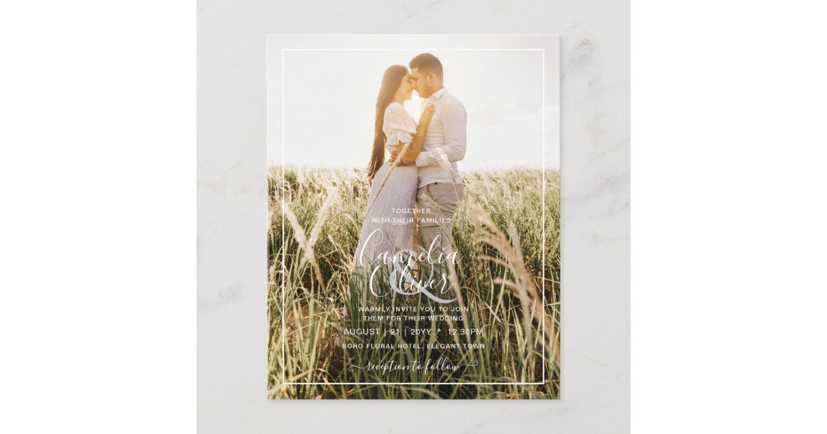 LeahG Emerald Green Photo Overlay Wedding Invite Flyer | Zazzle