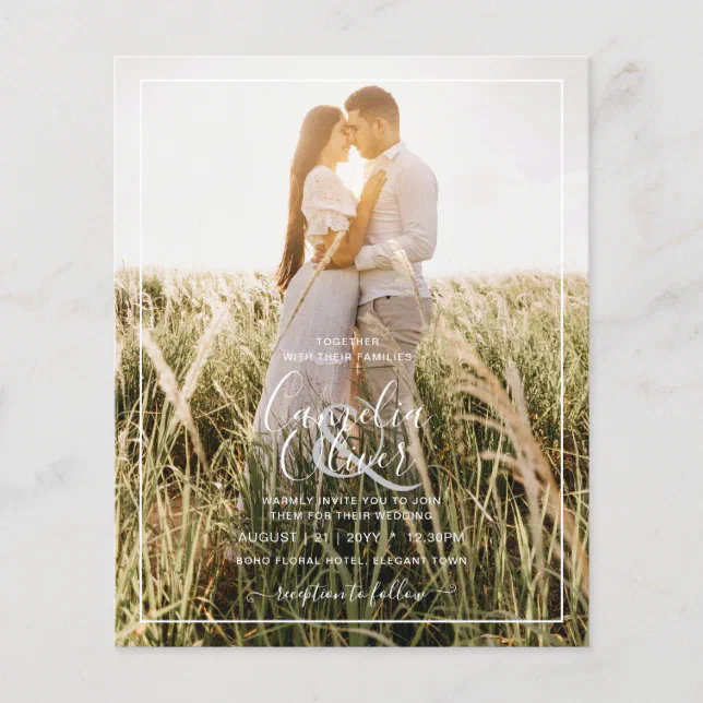 LeahG Emerald Green Photo Overlay Wedding Invite Flyer | Zazzle
