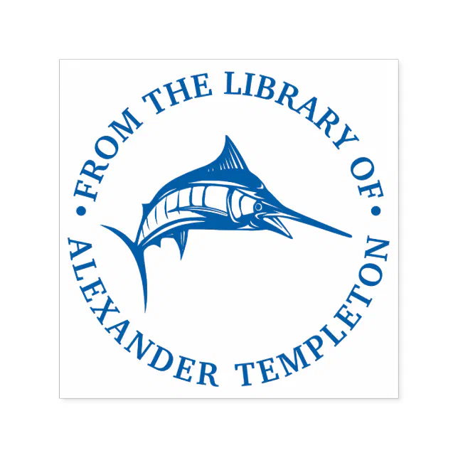Leaping Marlin Nautical Ocean Library Book Name Self-inking Stamp | Zazzle