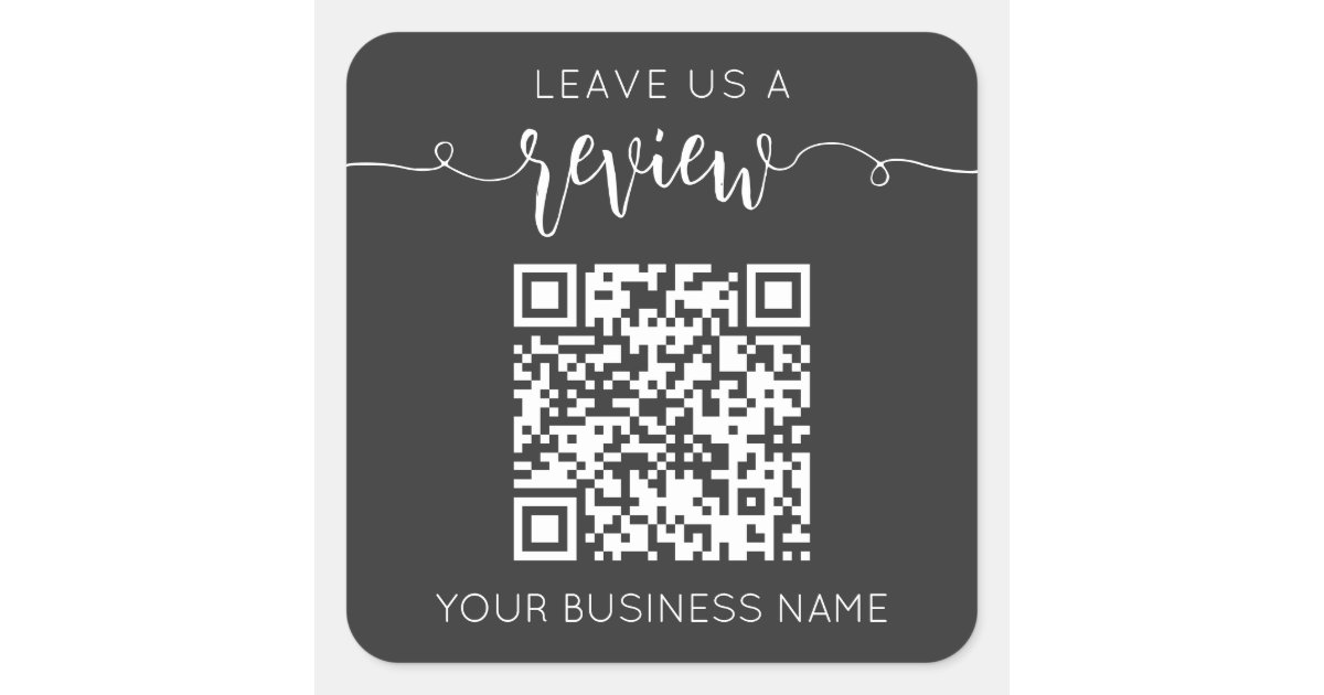 Leave Us A Review Qr Code Grey Chic Modern Minimal Square Sticker | Zazzle