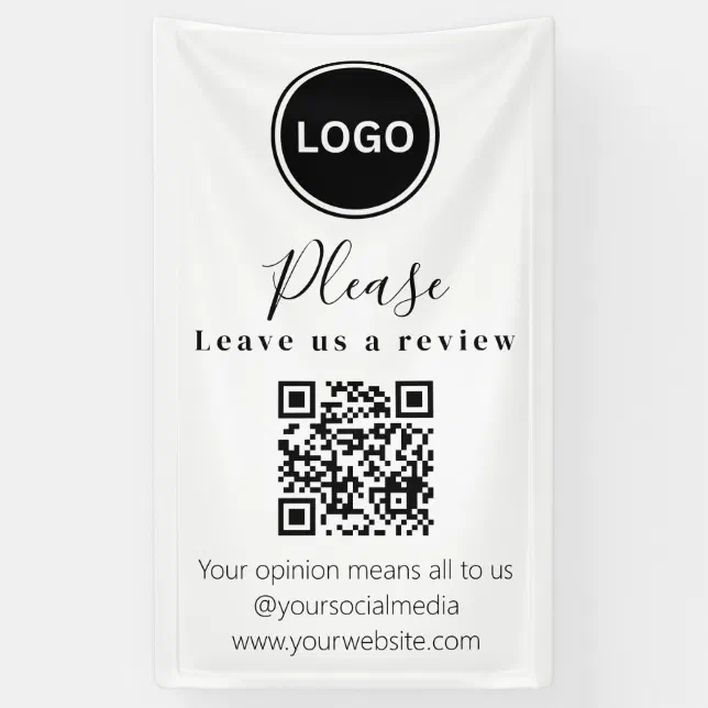 Leave us a review | QR code Modern Business Card Banner | Zazzle