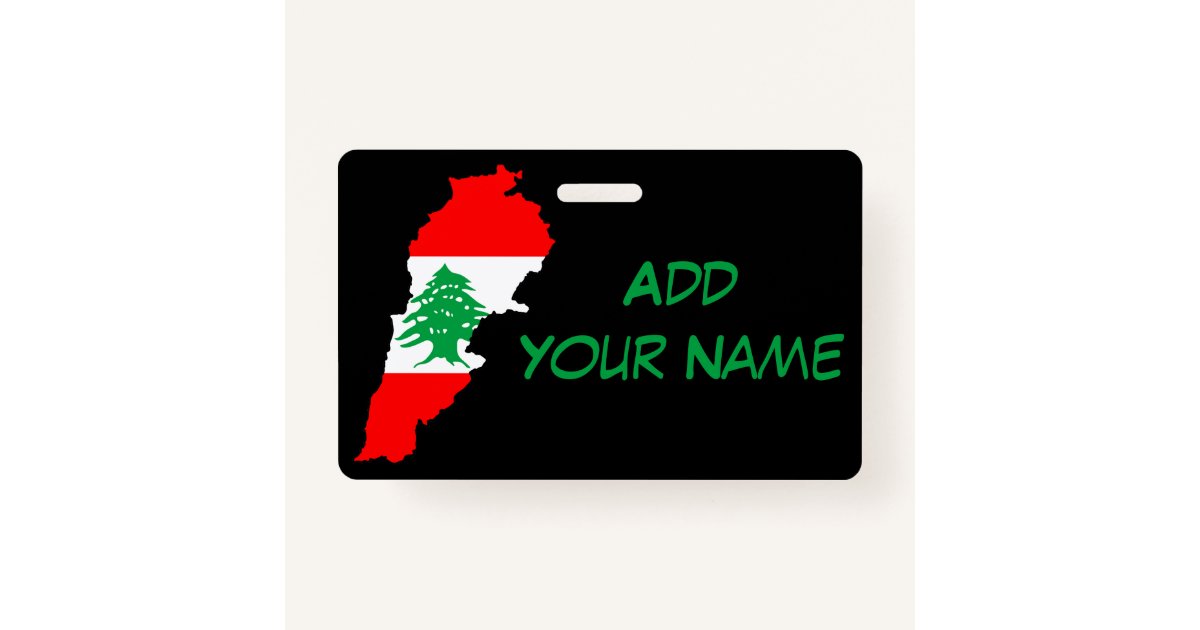 Lebanon Map with Flag ID Badge | Zazzle