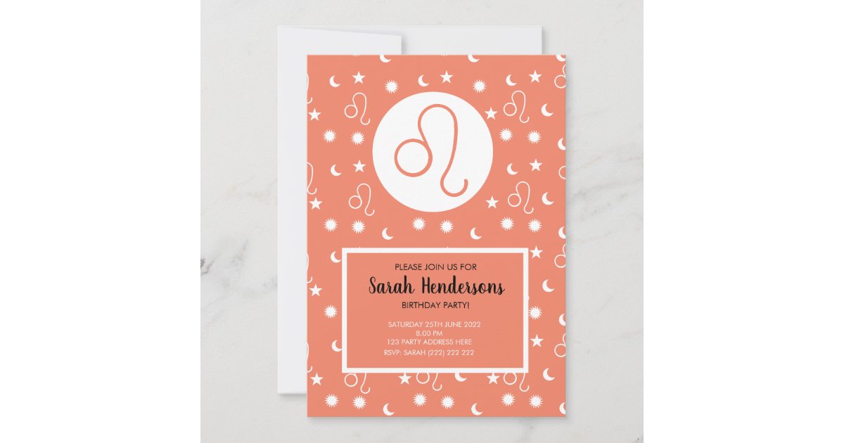 Leo Lion fire zodiac sign invitation template | Zazzle