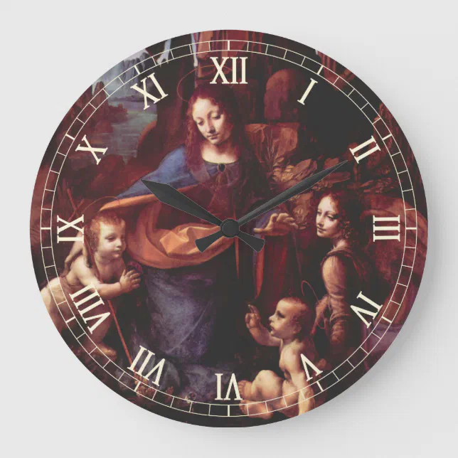 Leonardo da Vinci's Virgin (Madonna) of the Rocks Large Clock | Zazzle