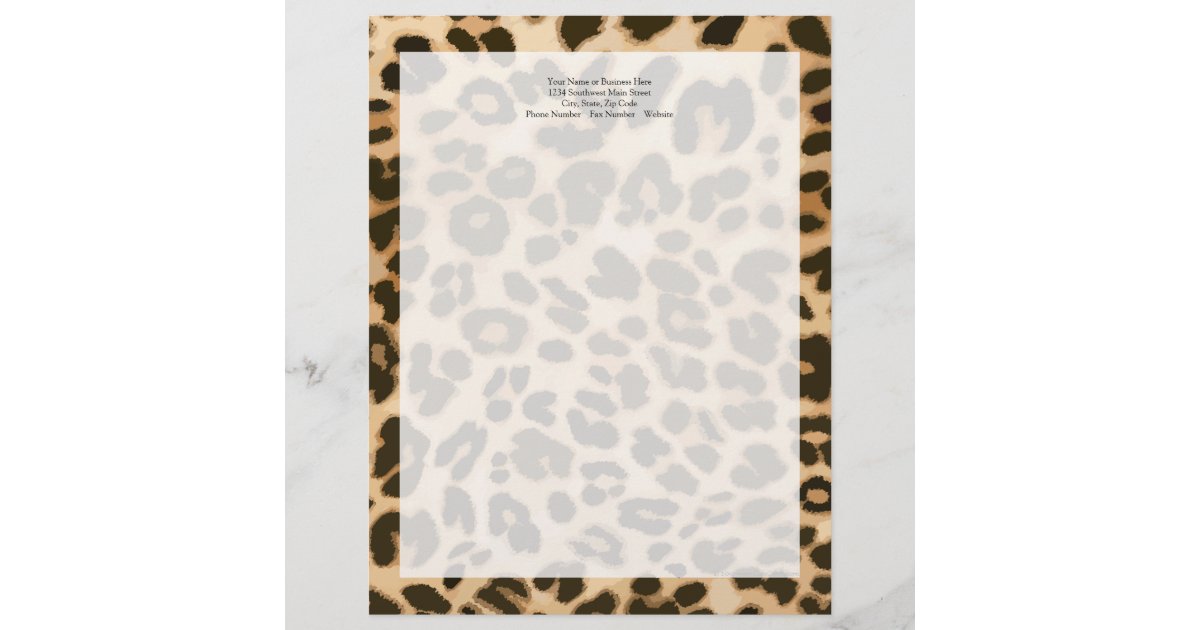 Leopard Print Background Letterhead Template | Zazzle