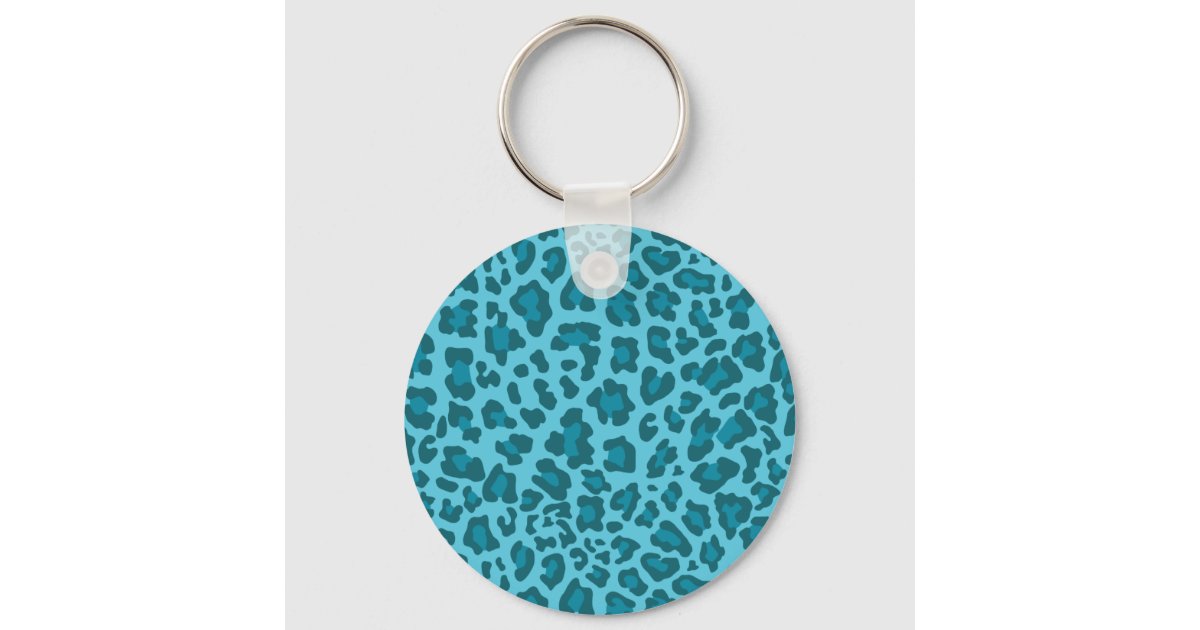 Leopard Print Shades of Blue Key Ring | Zazzle