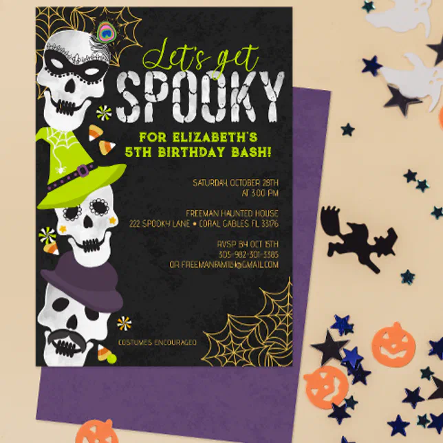 Let’s Get Spooky Halloween Birthday Invitation | Zazzle