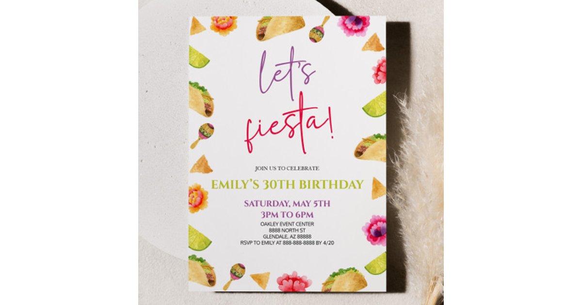 Let's Fiesta! Taco Birthday Party Invitation | Zazzle