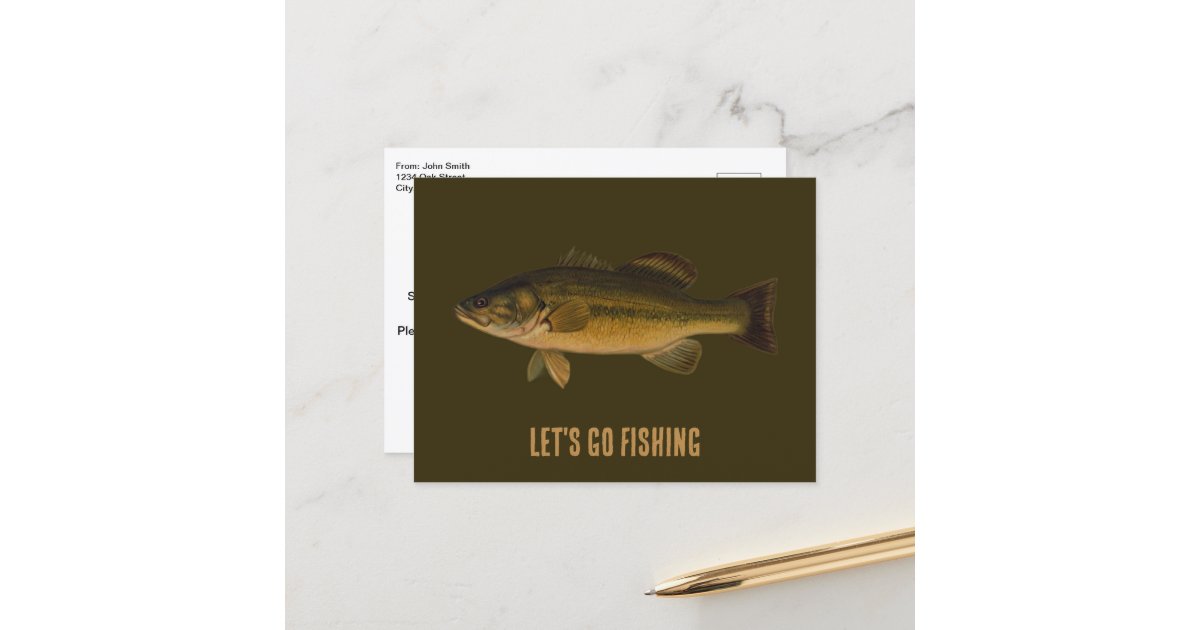 Let's Go Fishing Largemouth Bass Party Invitation Postcard | Zazzle