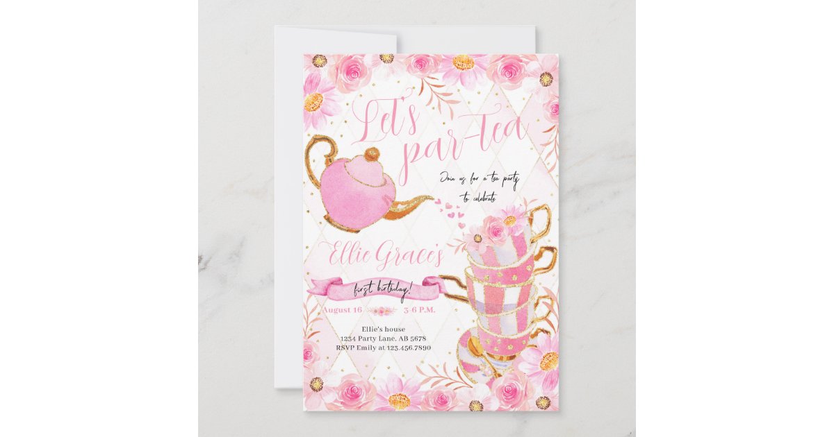 Let's Par-tea Tea Party Invitation | Zazzle