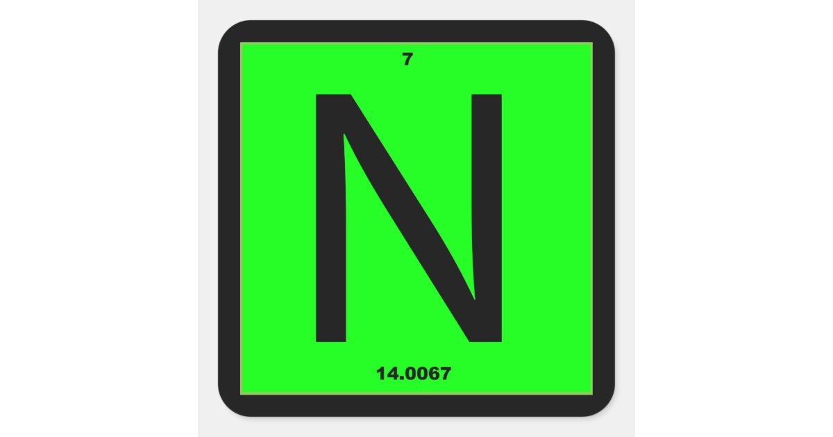 Letter N periodic table Square Sticker | Zazzle