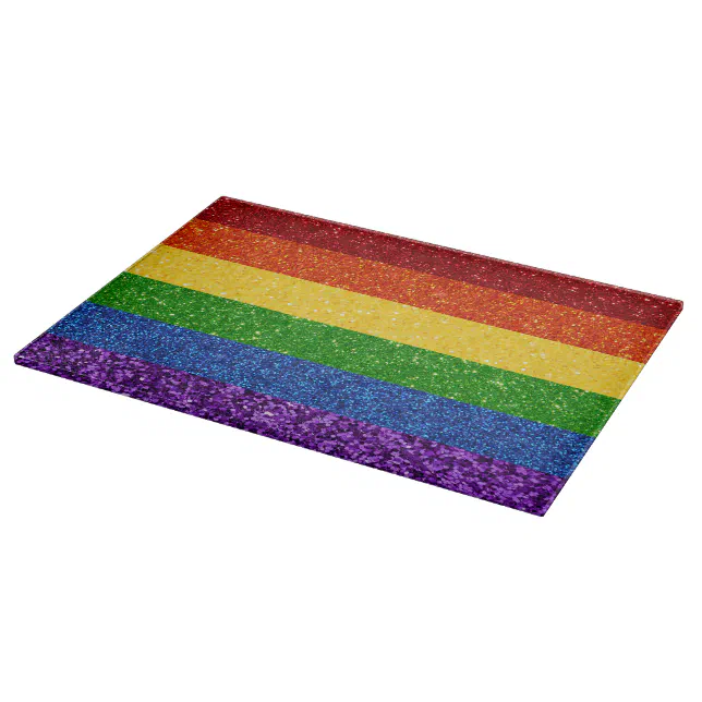 LGBT Glitter Rainbow Pride Flag Cutting Board | Zazzle