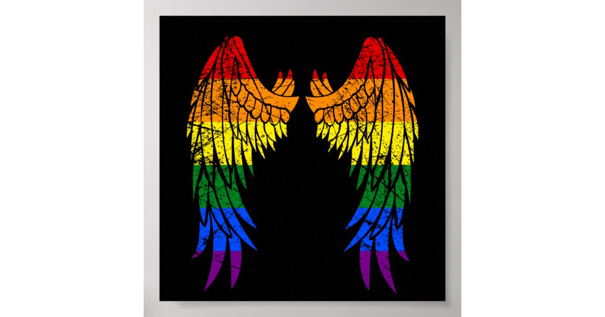LGBTQ LGBT Angel Wings Colourful Rainbow Gay Poster | Zazzle