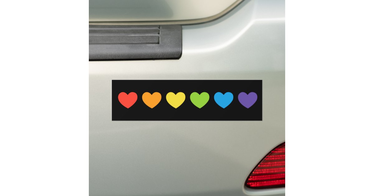 LGBTQ Rainbow Hearts Pride Flag Bumper Sticker | Zazzle