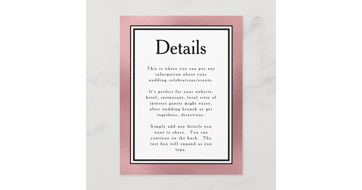 LGBTQ Rose Gold Modern Details Enclosure Card | Zazzle