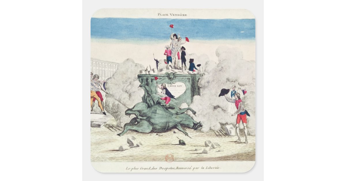Liberty toppling the statue of the Greatest Square Sticker | Zazzle