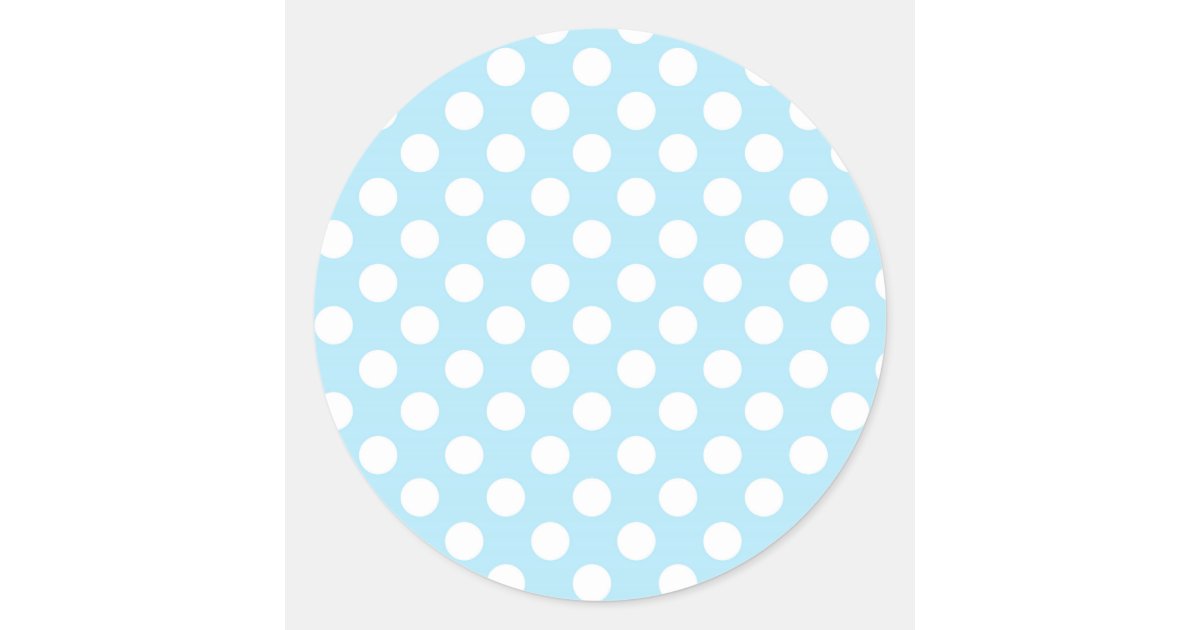 Light Baby Blue & White Polka Dots Birthday Party Classic Round Sticker ...
