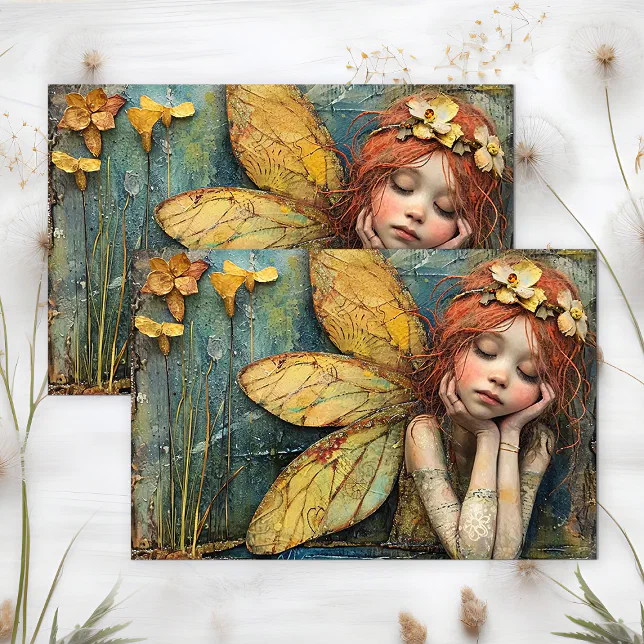 LILY POND FAIRY GIRL DECOUPAGE TISSUE PAPER | Zazzle