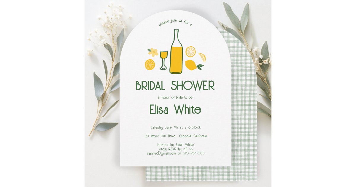 Limoncello Lemonade CUSTOM Arch Bridal Shower Invitation | Zazzle