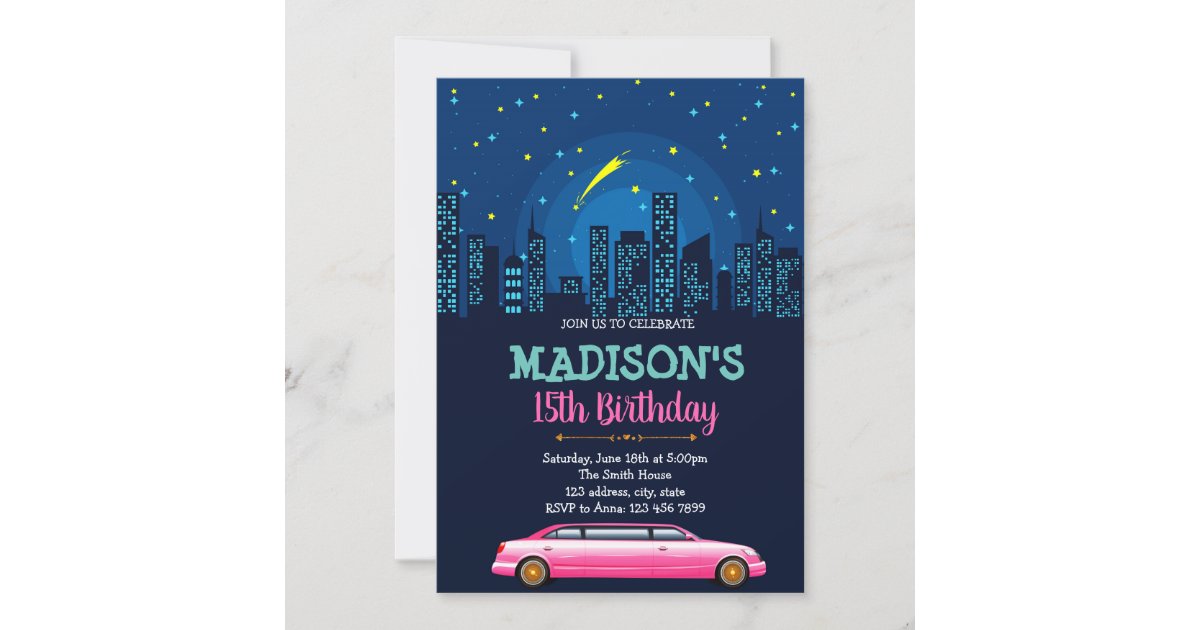 Limousine birthday party invitation | Zazzle