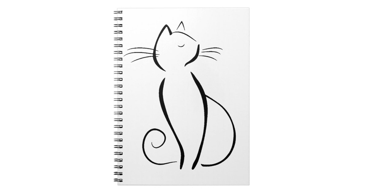 Line Drawn Black Cat Notebook | Zazzle