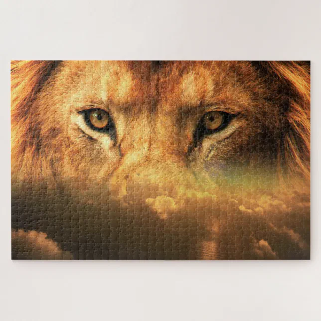 Lion Face - Sunset Art Jigsaw Puzzle | Zazzle