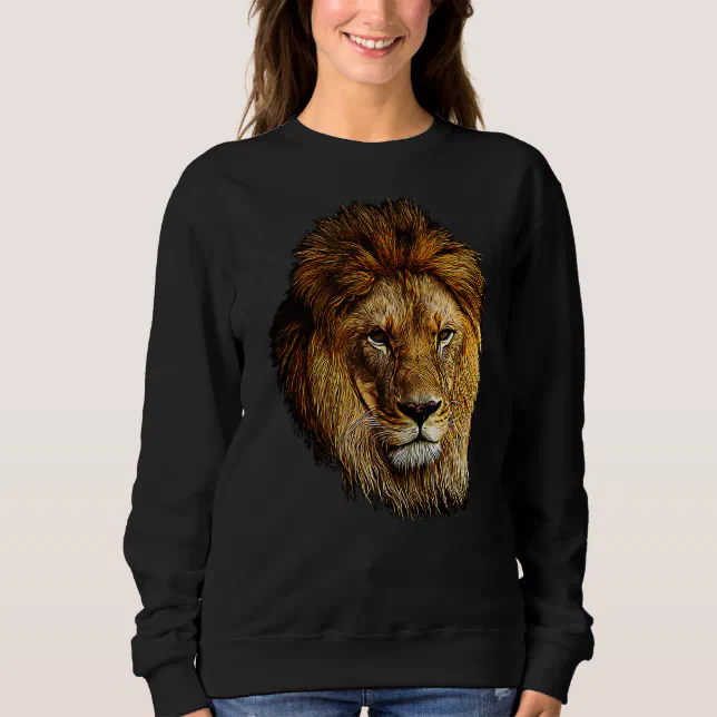 Lion Head Majestic Portrait Of A Fierce Lion Sweatshirt | Zazzle