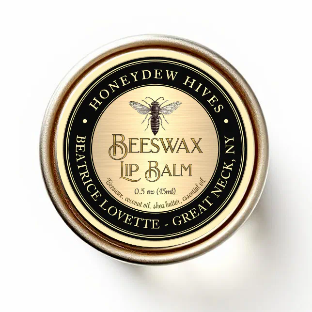 Lip Balm Label Queen Bee Metallic Gold and Black | Zazzle