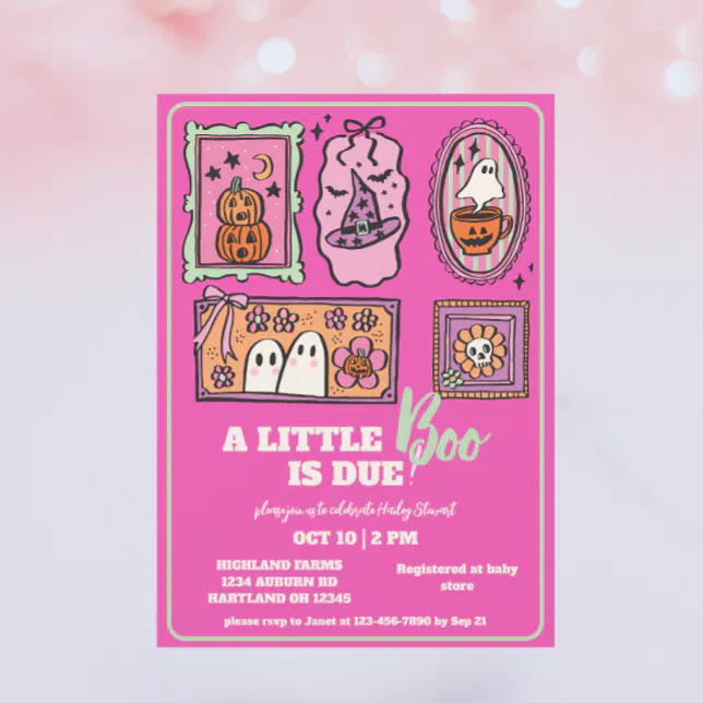 Little Boo Preppy Pink Fall Baby Shower Invitation | Zazzle