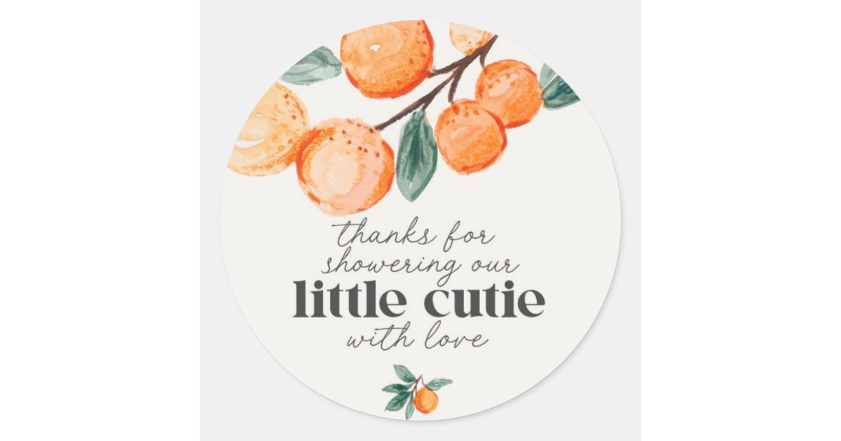 Little cutie baby shower thank you favour classic round sticker | Zazzle