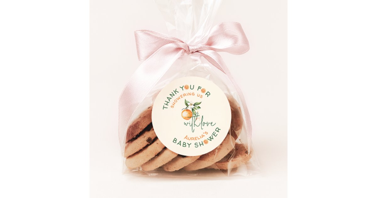 Little Cutie Citrus Baby Shower Thank You Favour Classic Round Sticker ...