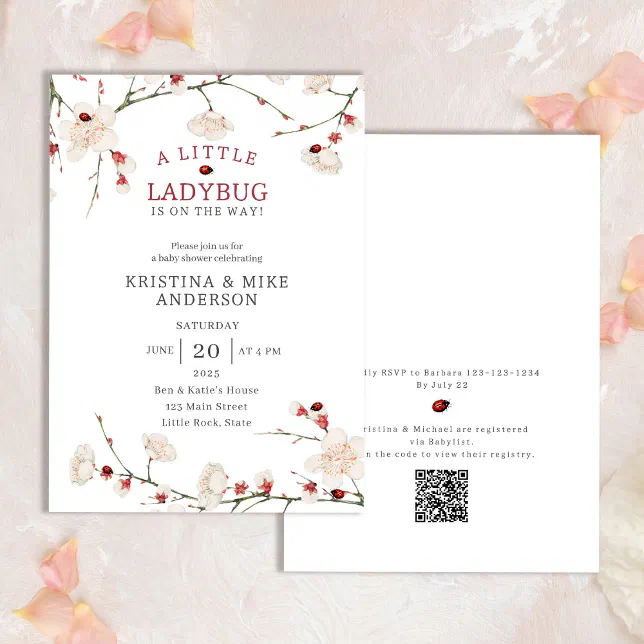 Little Ladybug QR Code Baby Shower Invitation | Zazzle