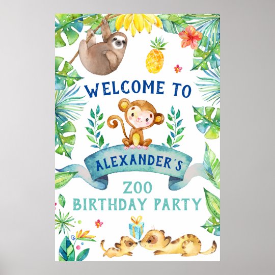 Little Monkey sign, Zoo party Poster | Zazzle.com.au