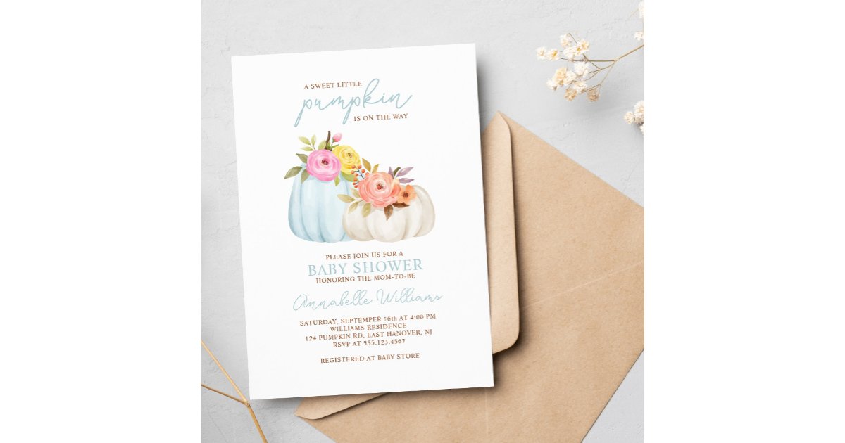 Little Pumpkin Boy Baby Shower Invitation | Zazzle