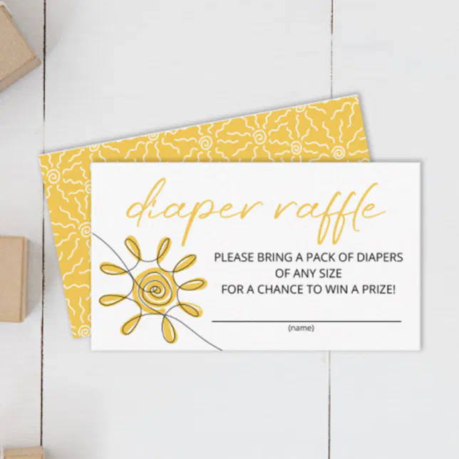 Little Ray Of Sunshine diaper raffle ticket Enclosure Card | Zazzle