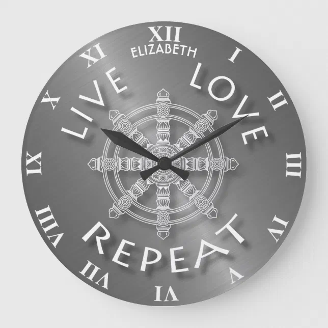 Live Love Repeat Buddhist Samsara Dukkha Karma Large Clock | Zazzle