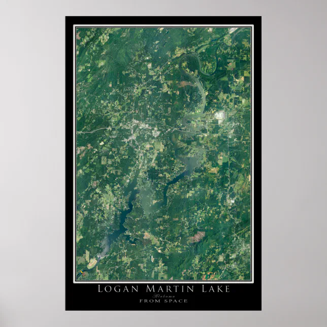 Logan Martin Lake Alabama Satellite Poster Map | Zazzle