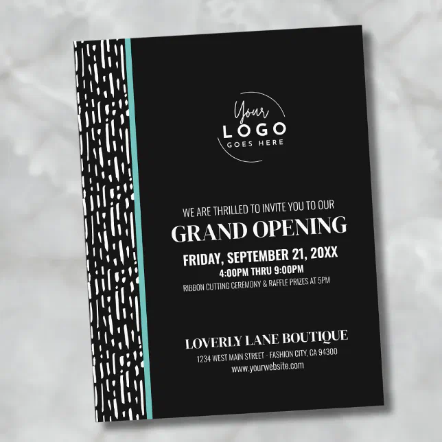 Logo Business Grand Opening Invitation Postcard | Zazzle