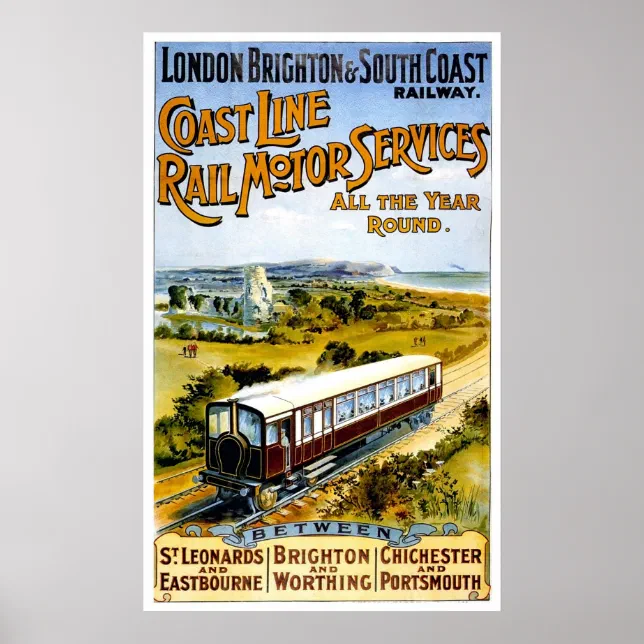 Lonodon, Brighton and South Coast railway, vintage Poster | Zazzle